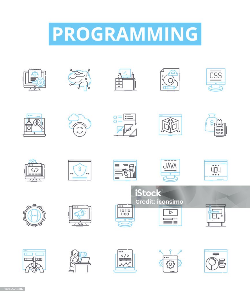 Programming Vector Line Icons Set Programming Coding Scripting Coding