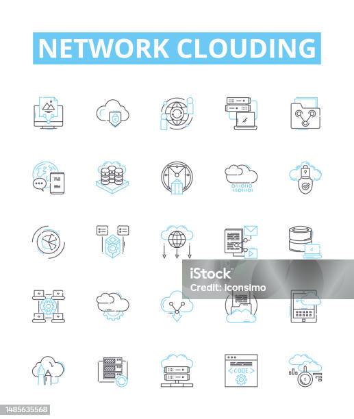 Network Clouding Vector Line Icons Set Network Clouding Cloud Computing Networking