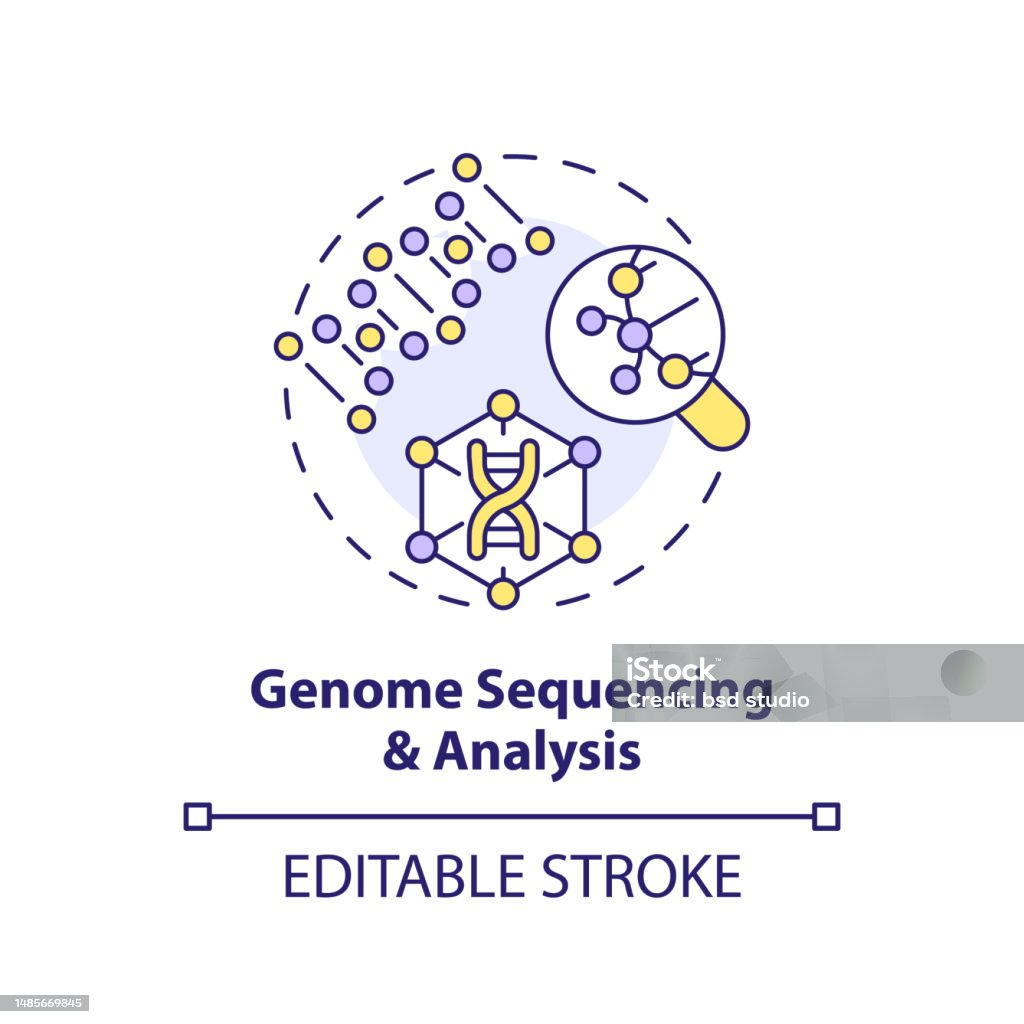 Genome Sequencing And Analysis Concept Icon Stock Illustration