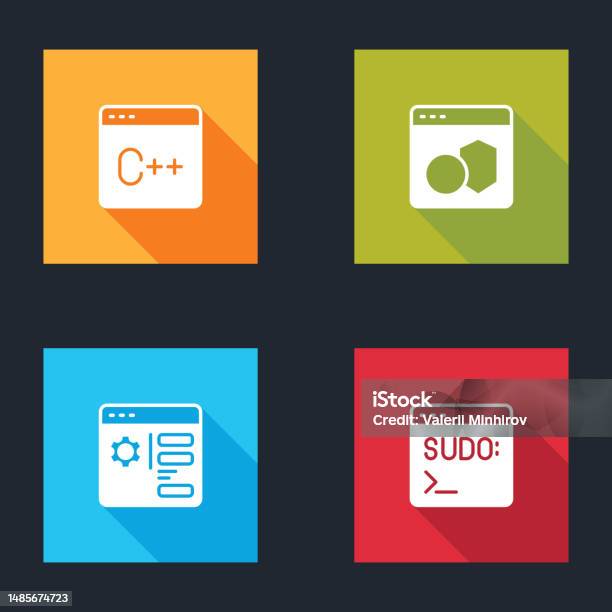 Set Software Browser Setting And Code Terminal Icon Vector Stock ... Set Software Browser Setting And Code Terminal Icon Vector Stock ...