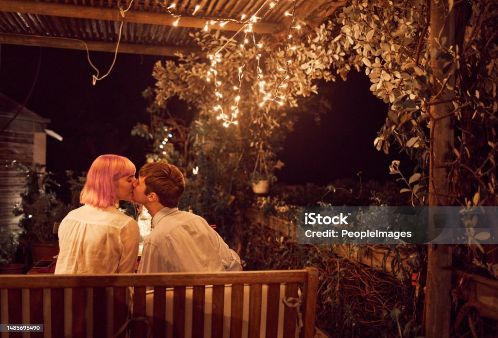 Love Kiss And Night With Couple In Restaurant For Date Romance Or