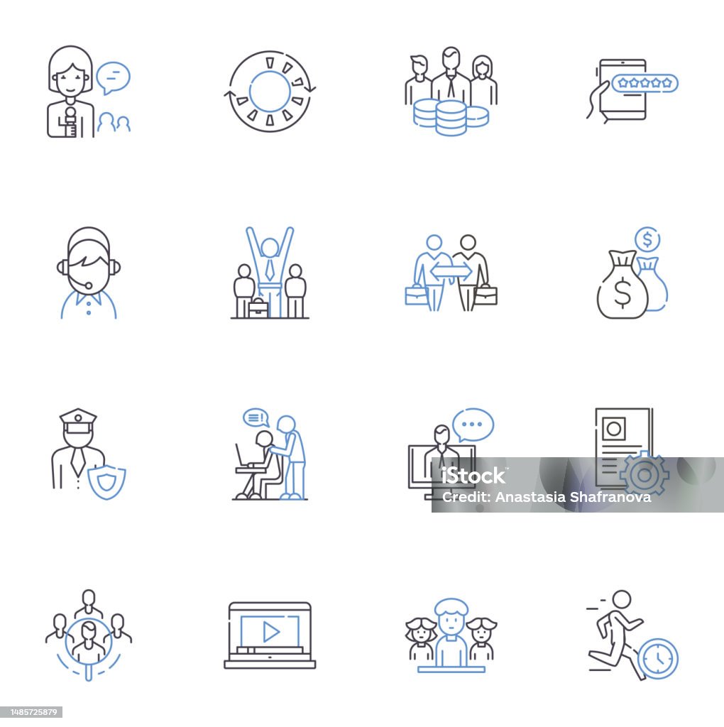 Time Organization Line Icons Collection Prioritization Efficiency Planning Discipline Routine