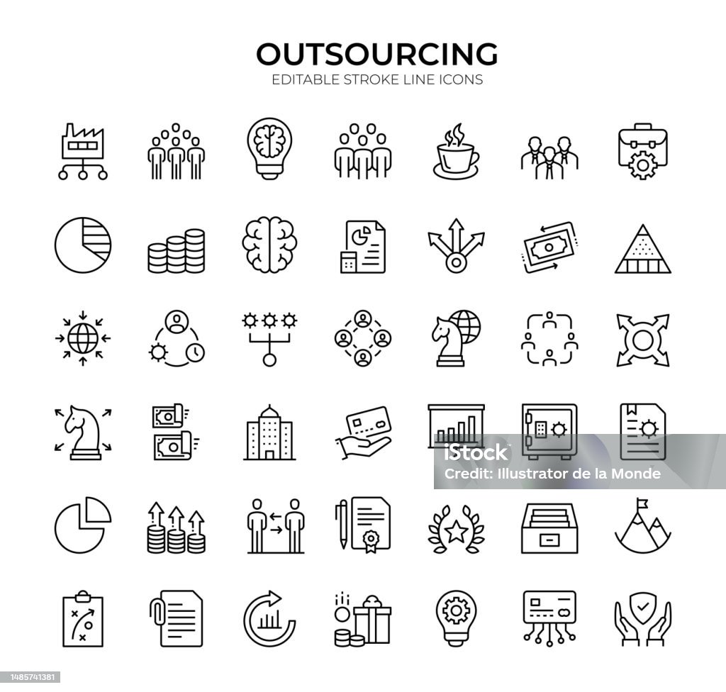 Modern Outsourcing Icon Set 42 Vector Icons For Business Process ... Modern Outsourcing Icon Set 42 Vector Icons For Business Process ...