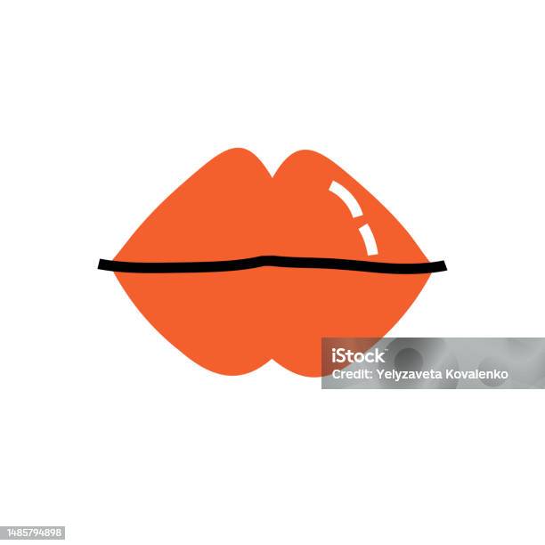 Bibir Dalam Gaya Datar Ilustrasi Tren Vektor Ilustrasi Stok Unduh