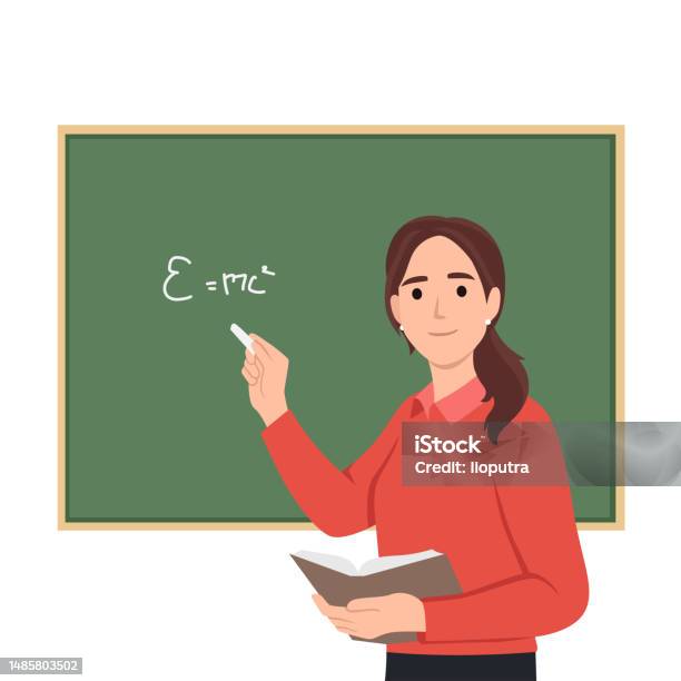 Lenseignant Donne Une Leçon Devant Le Tableau Vecteur Plat Vecteurs