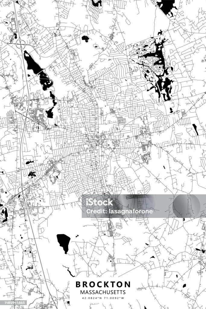 Brockton Massachusetts Usa Vector Map Stock Illustration Download Image Now Highway