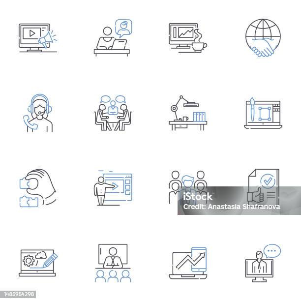 Process Line Icons Collection Workflow Procedure System Methodology