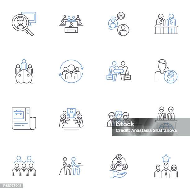 Labor Utilization Line Icons Collection Productivity Efficiency
