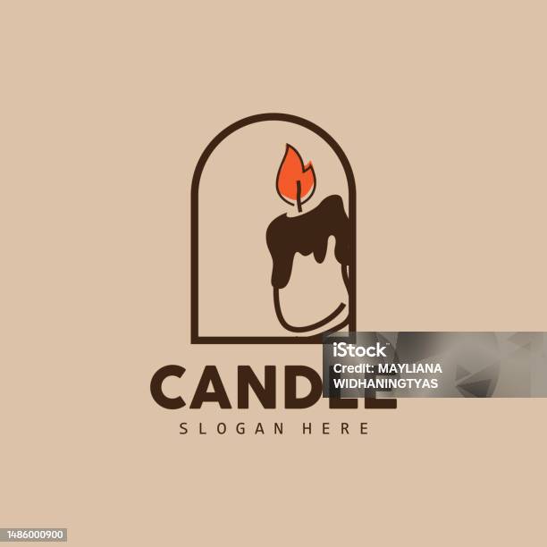 Logo Lilin Romantis Cahaya Makan Malam Desain Cahaya Api Vektor Lilin Spa Tradisional Ilustrasi
