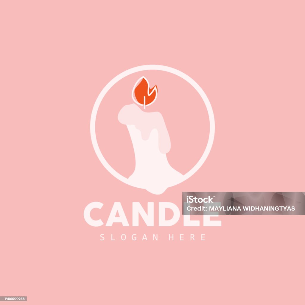 Logo Lilin Romantis Cahaya Makan Malam Desain Cahaya Api Vektor Lilin Spa Tradisional Ilustrasi