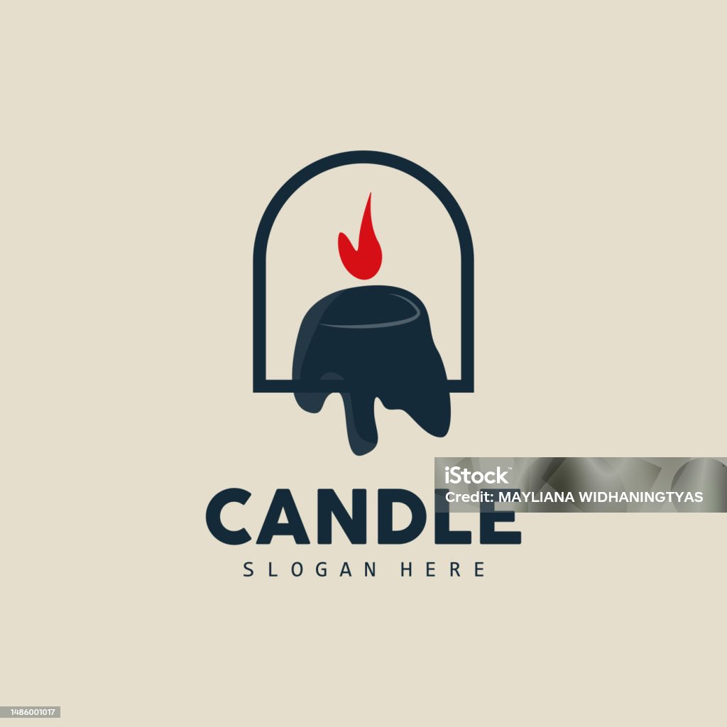 Logo Lilin Romantis Cahaya Makan Malam Desain Cahaya Api Vektor Lilin Spa Tradisional Ilustrasi