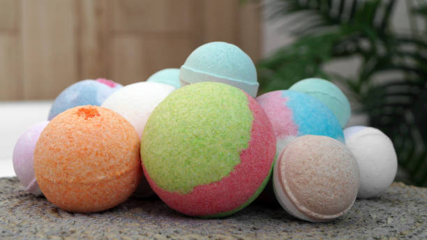 Free Stock Photo of Three Different Colored Bath Bombs Arranged ...