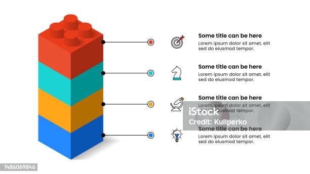Modèle Dinfographie 4 Cubes Avec Icônes Et Texte Vecteurs Libres De