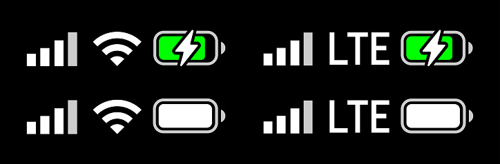 Mobile Phone Bar Icon Isolated On Black Background Status Bar Symbol ... Mobile Phone Bar Icon Isolated On Black Background Status Bar Symbol ...