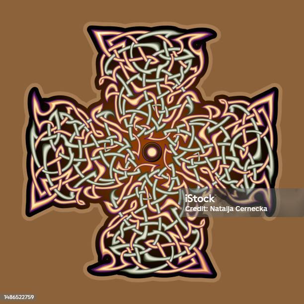 Croix Celtique Ancien Symbole Irlandais Signe Magique Ethnique Motif De