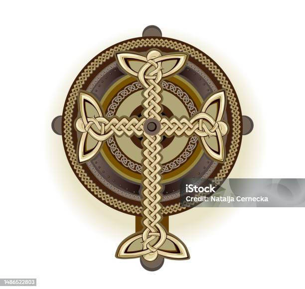 Croix Celtique Ancien Symbole Irlandais Signe Magique Ethnique Motif De