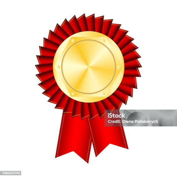 Médaille Dor Ruban Rouge Fond De Récompense Dor Rouge Illustration