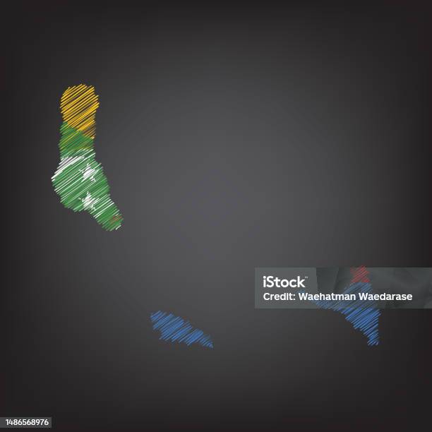 Carte Gribouillée Des Comores Croquis Des Couleurs De La Carte Du Pays