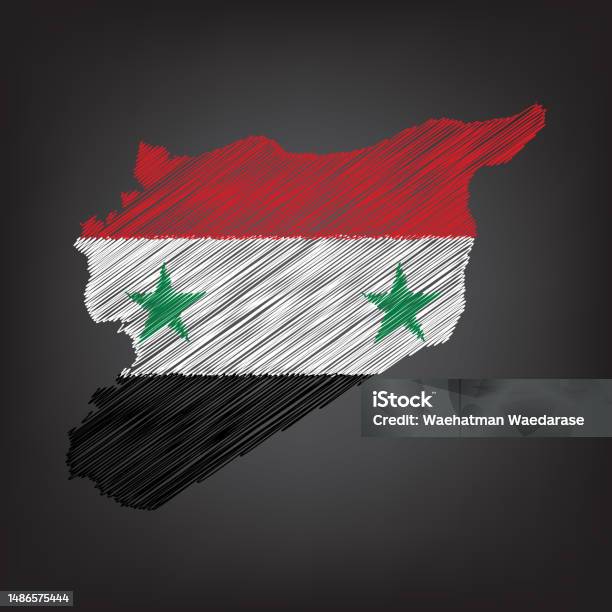 Carte Gribouillée De La Syrie Croquis Des Couleurs De La Carte Du Pays