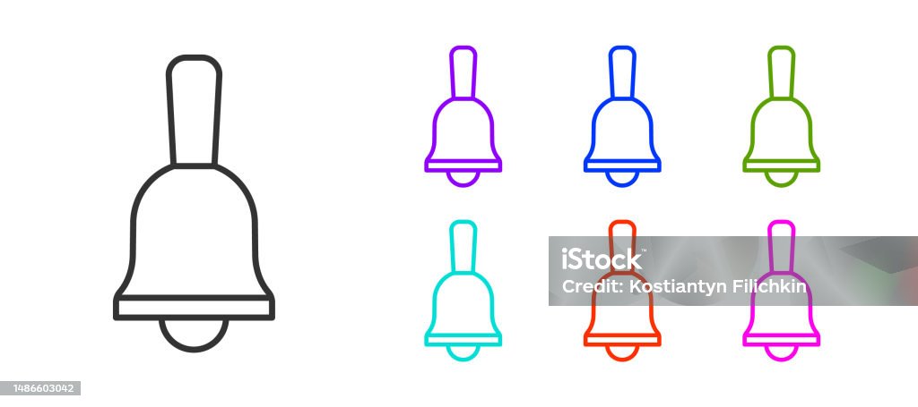 Ligne Noire Icône De Cloche De Sonnerie Isolée Sur Fond Blanc Symbole