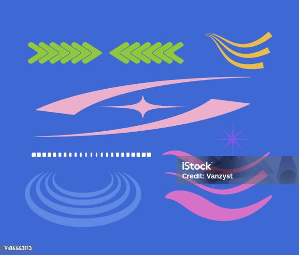 Vector Graphic Assets Set Bold Modern Shapes Stock Illustration