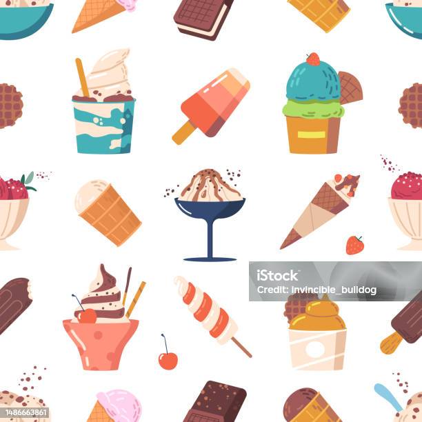Pola Mulus Dengan Es Krim Menampilkan Berbagai Rasa Es Krim ... Pola Mulus Dengan Es Krim Menampilkan Berbagai Rasa Es Krim ...