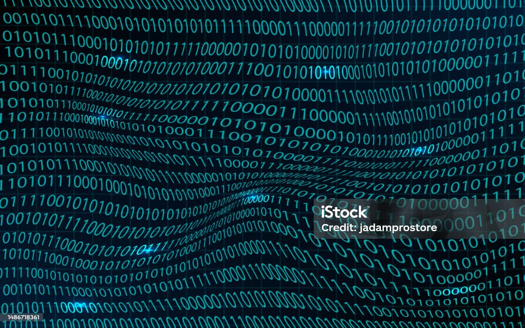 Binary Code Flowing On Dark Blue Background Stock Illustration Download Image Now Binary