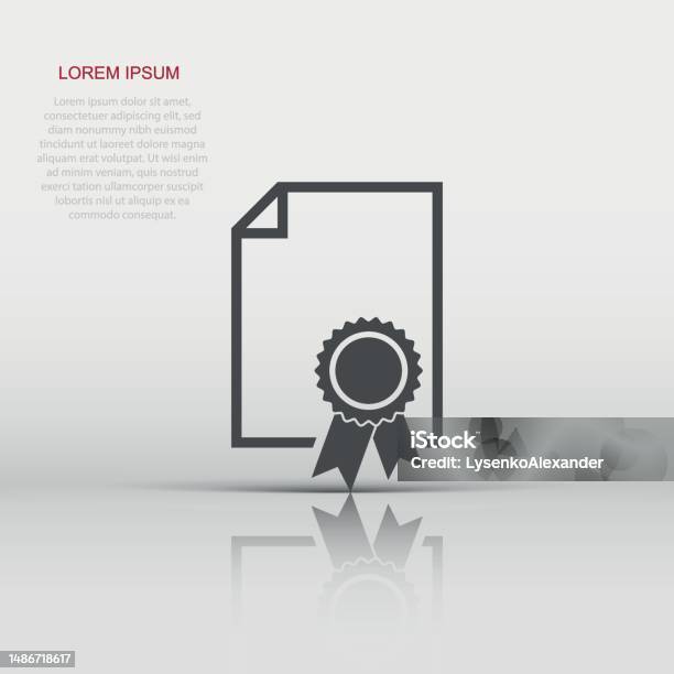 Ikon Sertifikat Vektor Dalam Gaya Datar Ilustrasi Tanda Diploma