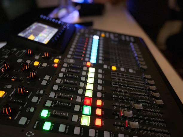 Free Stock Photo of Sound Mixing Console in Front of Large Screen ...