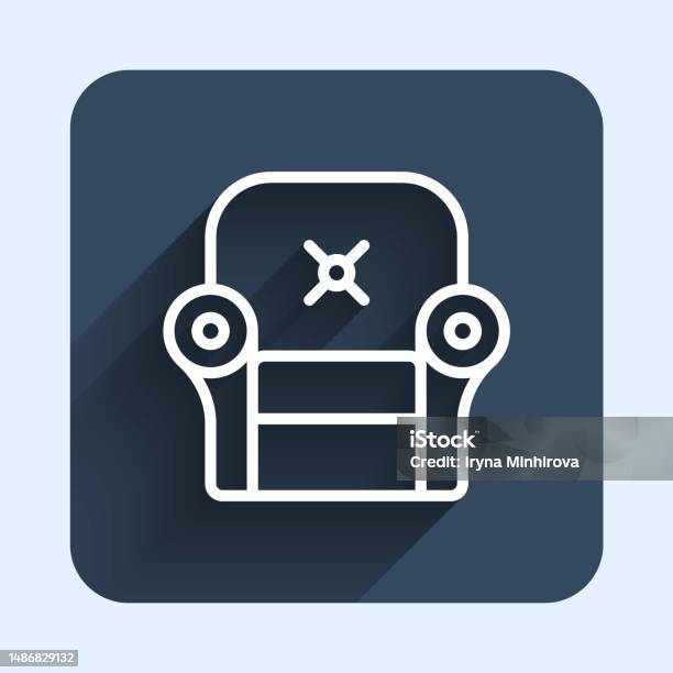 Ligne Blanche Icône De Fauteuil Isolée Avec Un Long Fond Dombre Bouton