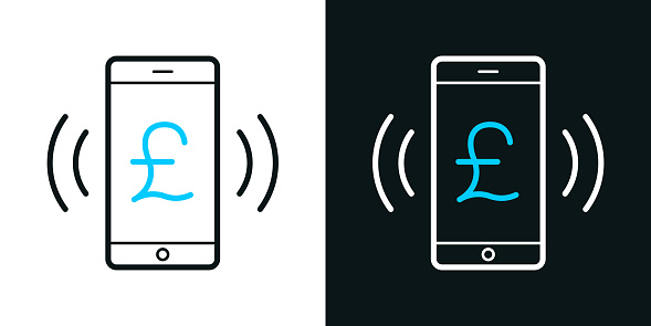Smartphone Sonnant Avec Le Signe Pound Icône De Ligne Bicolore Sur Fond