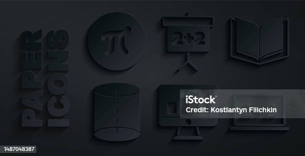 Set Monitor Komputer Dengan Grafik Grafik Open Book Gambar Geometris
