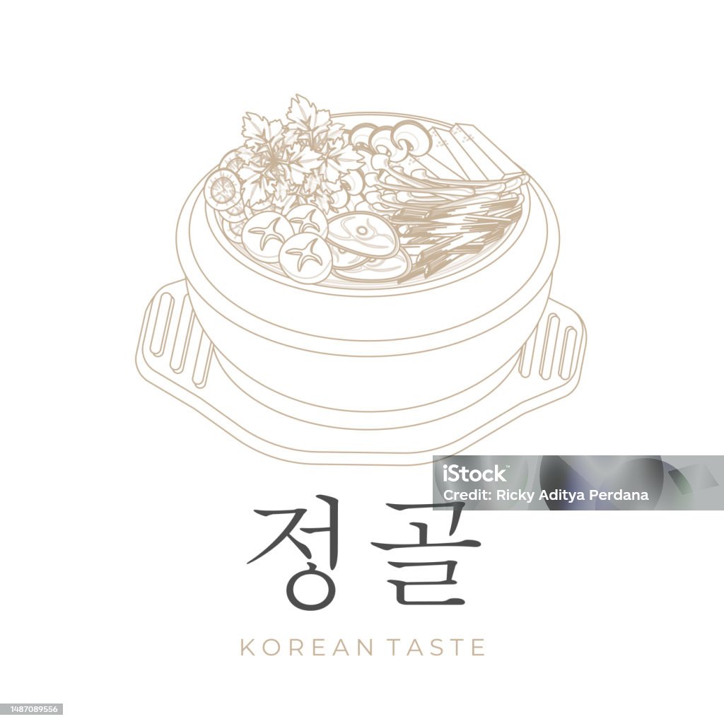 Jeongol Soup Cartoon Stock Illustration Download Image Now Above Bowl Chopsticks Istock