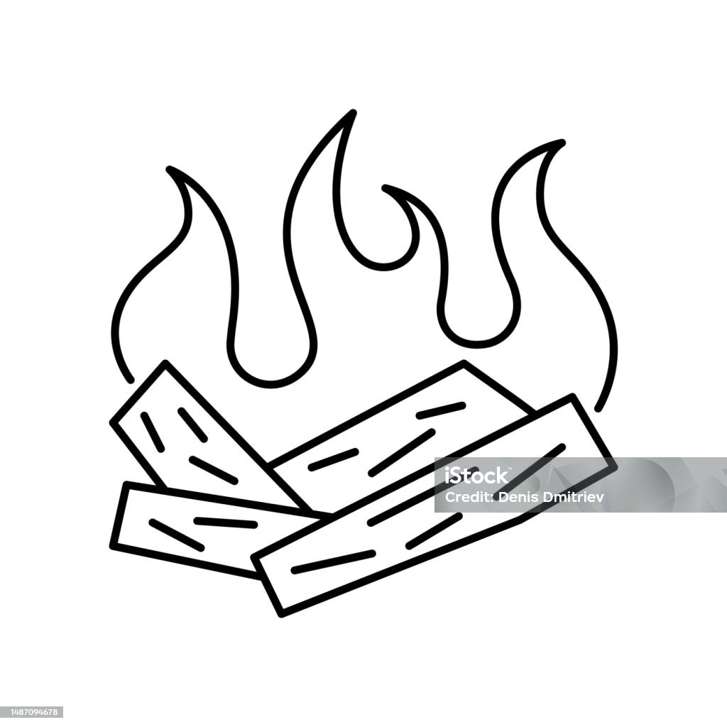 Firewood Vector Icon Firewood Burning In Fire Stock Illustration