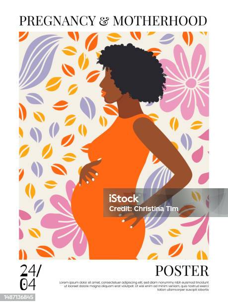 Beautiful Pregnant Black Woman Stok Vektör Sanatı And Hamile‘nin Daha