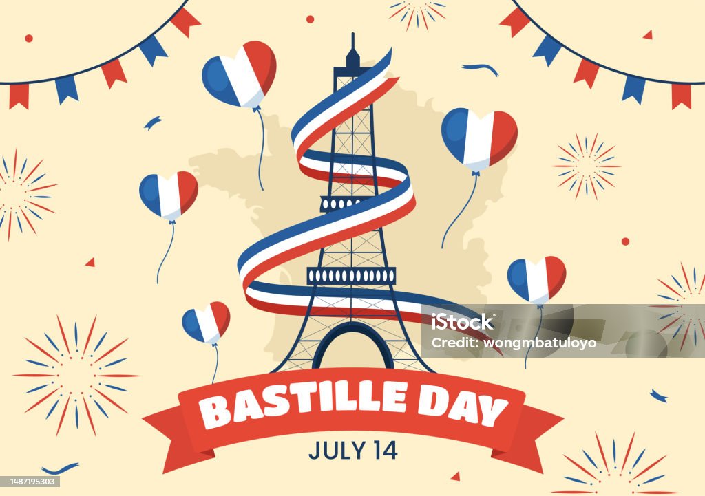 Bonne Fête Nationale Le 14 Juillet Illustration Vectorielle Avec