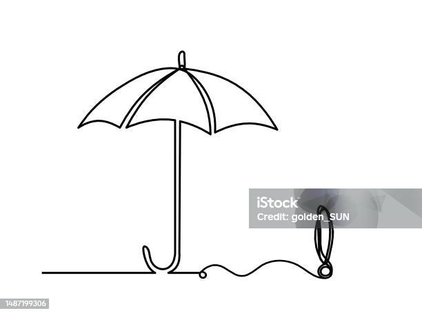 Parapluie Abstrait Avec Point Dexclamation Comme Dessin Au Trait Sur