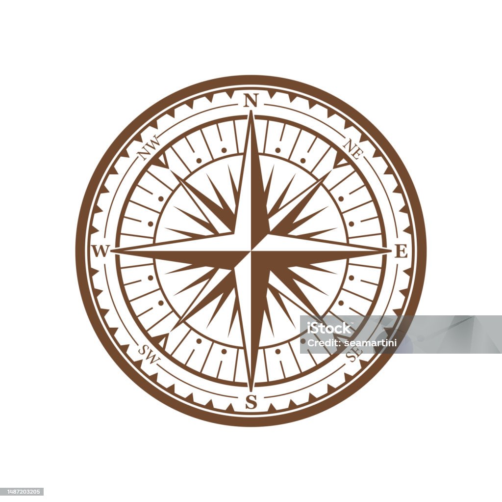 Vintage Compass Wind Rose Nautical Navigation Sign Stock Illustration