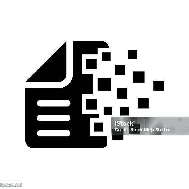 Cryptage De Fichiers Icône Noire Plate Isoler Sur Fond Blanc