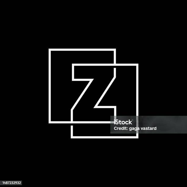 Lettre Z Contour Superposé Initial Icône Carrée Illustration De Licône