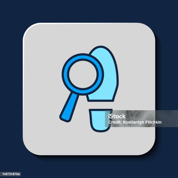 Contour Rempli Loupe Avec Icône De Pas Isolée Sur Fond Bleu Le