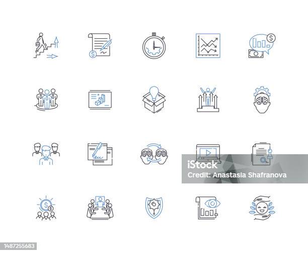 Resource Allocation Line Icons Collection Allocation Assets Balance