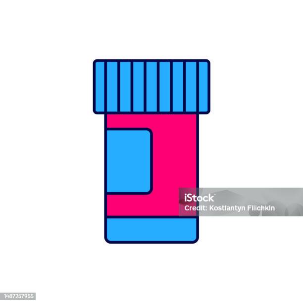Contour Rempli Flacon De Médicament Et Icône De Pilules Isolée Sur Fond