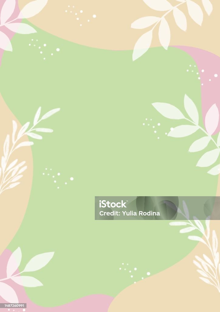 Latar Belakang Boho Abstrak Bentuk Organik Dengan Daun Botani Desain