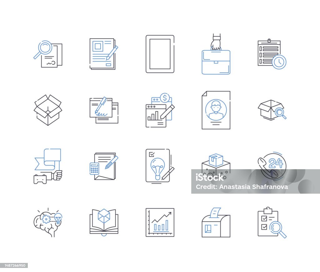 Operational Process Line Icons Collection Efficiency Workflow