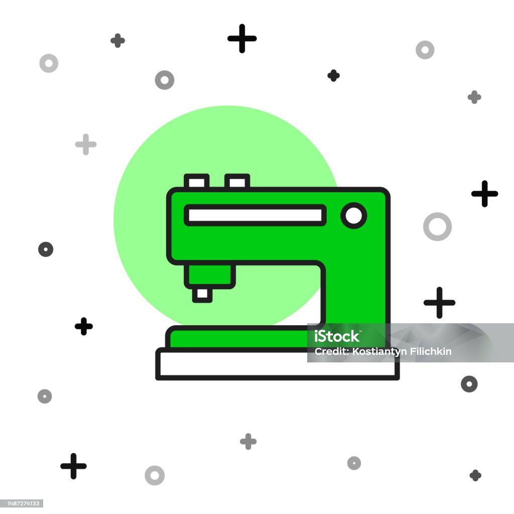 Filled Outline Sewing Machine Icon Isolated On White Background Vector