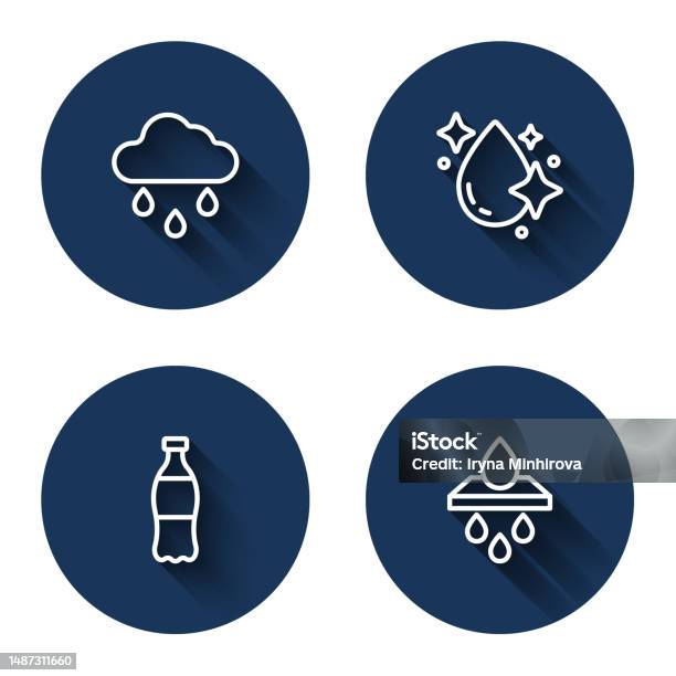 Atur Garis Cloud Dengan Hujan Tetesan Air Botol Air Dan Kartrid Filter