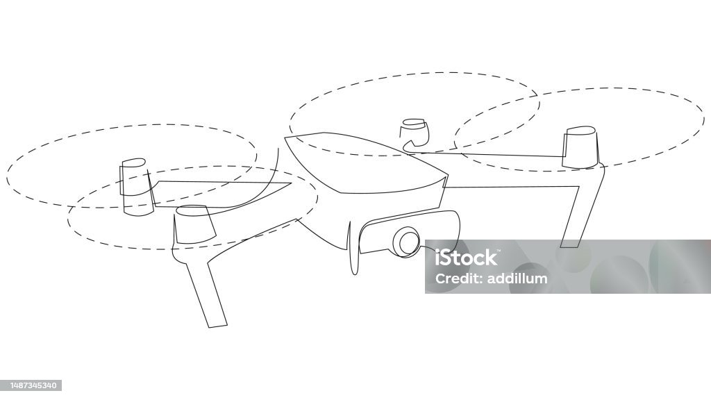 Dessin Au Trait Simple Dun Avion Drone Volant Graphique Davion Sans