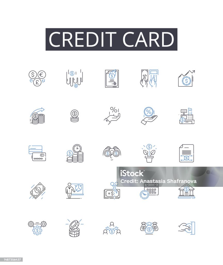 Credit Card Line Icons Collection Prioritization Efficiency Planning Discipline Routine Schedule