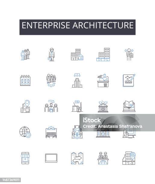Enterprise Architecture Line Icons Collection Firewall Encryption